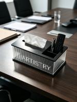 China Black Matte & Wavy Clear Acrylic Tissue Box, 2-in-1 Hotel Tissue Holder for sale