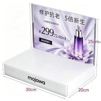 China L-shaped product display stand, transparent acrylic cosmetic display rack with lights, skin care product shelf for sale