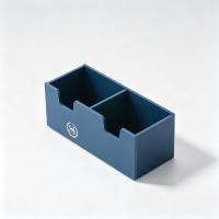 China Custom Dark Blue Acrylic Tea & Coffee Caddy, 2 Compartment Hotel Guest Room Amenity Storage Box With for sale