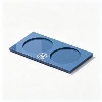 China Custom Dark Blue Acrylic Tea & Coffee Caddy, 2 Compartment Hotel Guest Room Amenity Storage Box With for sale