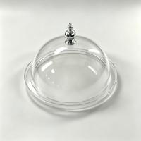 China Clear Acrylic Cake Dome with Metal Knob, Transparent Food Display Cloche for Dessert & Pastry for sale