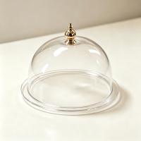 China Clear Acrylic Cake Dome with Metal Knob, Transparent Food Display Cloche for Dessert & Pastry for sale