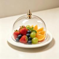 China Clear Acrylic Cake Dome with Metal Knob, Transparent Food Display Cloche for Dessert & Pastry for sale