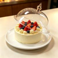 China Clear Acrylic Cake Dome with Metal Knob, Transparent Food Display Cloche for Dessert & Pastry for sale