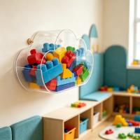China Cloud Shape Acrylic Wall Mount Storage Box, Clear PMMA Wall Organizer for Kids Toys, Decor Wall Display Case for sale