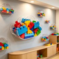 China Cloud Shape Acrylic Wall Mount Storage Box, Clear PMMA Wall Organizer for Kids Toys, Decor Wall Display Case for sale