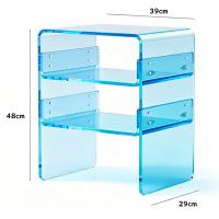 China Clear Acrylic Nightstand 2 Tier Open Storage Side Table Modern Transparent End Table for Bedroom Living Room Decor for sale
