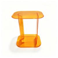 China Transparent Orange Acrylic Side Table, Minimalist Hollow Acrylic End Table for Balcony Bedroom for sale