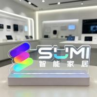 China Custom RGB LED Acrylic Desktop Lighted Sign, Illuminated Logo Table Display for Retail Showroom for sale