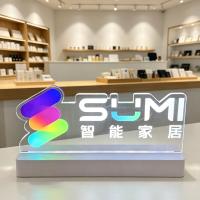 China Custom RGB LED Acrylic Desktop Lighted Sign, Illuminated Logo Table Display for Retail Showroom for sale