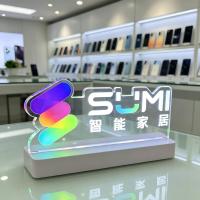 China Custom RGB LED Acrylic Desktop Lighted Sign, Illuminated Logo Table Display for Retail Showroom for sale