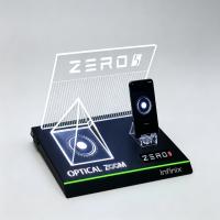 China Illuminated Acrylic Phone Display Stand, LED Lighted Digital Product Counter Display Rack for Brand Stores, Smartphone Demo Booth with Holographic Effect for sale