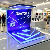 China LED Acrylic Tiered Display Stand, Custom Lighted Countertop POS Display for Mobile Retail for sale