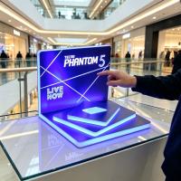 China LED Acrylic Tiered Display Stand, Custom Lighted Countertop POS Display for Mobile Retail for sale