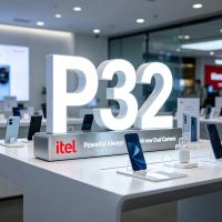 China Custom Countertop LED Light Sign itel P32 Desktop 3D Illuminated Logo Sign for Mobile Phone Shop Display for sale