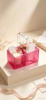 China Acrylic Flower Box With Clear Handle, 2 Compartments Translucent Acrylic Gift Bag For Wedding, Mother's Day, Floral Arrangement for sale