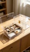China Clear Lockable Acrylic Gift Box with Hinged Lid, Luxury Transparent Acrylic Flower Box for Eid, Ramadan, Birthday, Wedding Gift Packaging, Custom Logo & Size Wholesale for sale