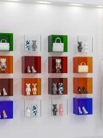 China Colored Wall Mount Acrylic Display Cube, Floating Wall Box for Handbag & Collectible Display, Custom Wholesale for sale