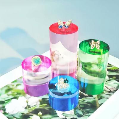 China Gradient Frosted Colored Acrylic Display Riser, Matte Acrylic Block for Perfume & Cosmetic Display, Custom Wholesale for sale