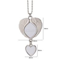 China Love Memorial Pendant Heart Shape Angel Wings Metal Pendant Hanger Sublimation Car Ornament Blanks For Custom Printing for sale