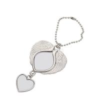 China Love Memorial Pendant Heart Shape Angel Wings Metal Pendant Hanger Sublimation Car Ornament Blanks For Custom Printing for sale