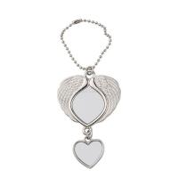 China Love Memorial Pendant Heart Shape Angel Wings Metal Pendant Hanger Sublimation Car Ornament Blanks For Custom Printing for sale