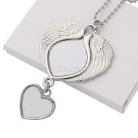 China Love Memorial Pendant Heart Shape Angel Wings Metal Pendant Hanger Sublimation Car Ornament Blanks For Custom Printing for sale