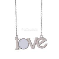 China Sublimation Jewelry Blanks Sublimation Blank LOVE Letter Heart Shape Necklace For Valentine's Day for sale