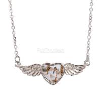China Jewelry Laser Back Pendant Personalized Angel Wing Necklace Memory Pendant With Wings for sale