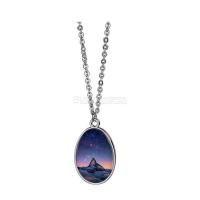 China Oval Shape Sublimation Photo Necklace With Aluminum Insert Custom Photo Printing Sublimation Metal Necklace for sale