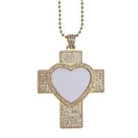 China Hip Hop Men Cross Necklace Sublimation Rhinestone Necklace Jewelry Blanks for sale