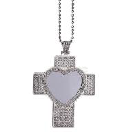 China Hip Hop Men Cross Necklace Sublimation Rhinestone Necklace Jewelry Blanks for sale