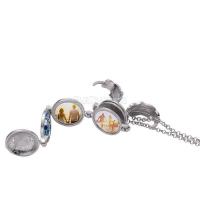 China Sublimation Magic Photo Pendant Memory Floating Photo Locket Necklace Plated Angel Wings Flash Box for sale