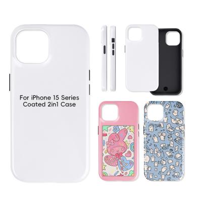 China 3D PC Coated 2 In 1 Tough Sublimation Phone Cases For IPhone 15 16 Pro for sale