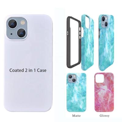 China 3D Coated Sublimation 2 in 1 Bank Phone Cases Tpu Pc Tough Sublimation Blanks Phone Case for Iphone 12 13 Mini Pro Max for sale