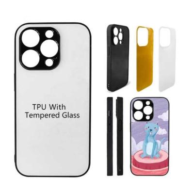 China Blank 2D Sublimation Glass Mobile Phone Case For IPhone 14 15 16 Pro Max Plus for sale