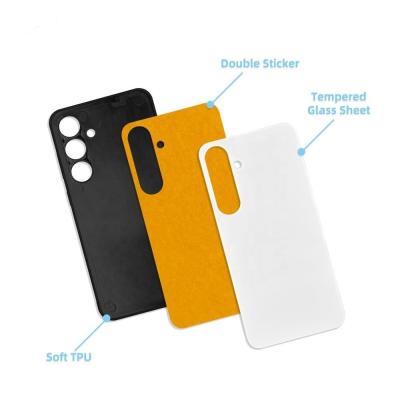 China Tempered Glass 2D Sublimation Phone Case For SamSung S24 Plus Ultra Plain Design Style for sale
