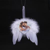 China Customized Logo Angel Wing Xmas Hanging Ornaments Sublimation Blank Feather Wing Christmas Wedding Party Decoration for sale