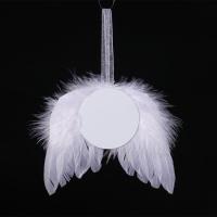 China Customized Logo Angel Wing Xmas Hanging Ornaments Sublimation Blank Feather Wing Christmas Wedding Party Decoration for sale