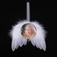 China Customized Logo Angel Wing Xmas Hanging Ornaments Sublimation Blank Feather Wing Christmas Wedding Party Decoration for sale