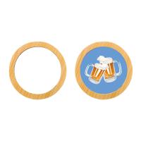 China Personalized Round Bamboo Wooden Bottle Opener Fridge Magnet Sublimation Blank Bottle Openers for sale