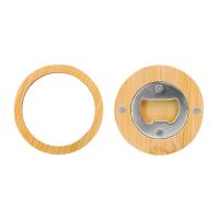 China Personalized Round Bamboo Wooden Bottle Opener Fridge Magnet Sublimation Blank Bottle Openers for sale