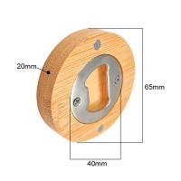 China Personalized Round Bamboo Wooden Bottle Opener Fridge Magnet Sublimation Blank Bottle Openers for sale