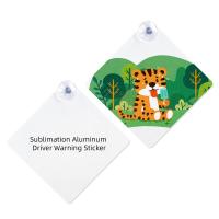 China Sublimation Blanks Aluminum Sheet Car Warning Sign Sublimation Hanging Plaque For Custom Driver Warning Sticker for sale