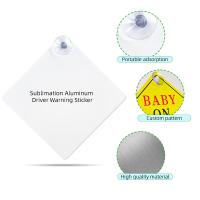China Sublimation Blanks Aluminum Sheet Car Warning Sign Sublimation Hanging Plaque For Custom Driver Warning Sticker for sale