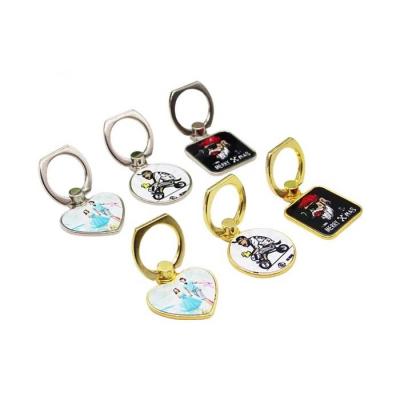 China Custom Sublimation Mobile Phone Support With Keyring Mobile Phone Ring Holder For Sublimation for sale