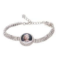 China Silver Rhinestone Bracelet Sublimation Metal Charm Bracelet Jewelry Blanks For Valentine'S Day for sale