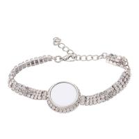 China Silver Rhinestone Bracelet Sublimation Metal Charm Bracelet Jewelry Blanks For Valentine'S Day for sale