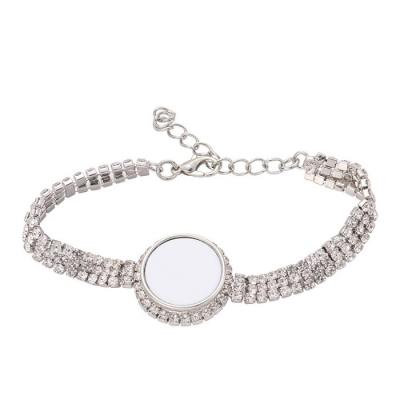 China Silver Rhinestone Bracelet Sublimation Metal Charm Bracelet Jewelry Blanks For Valentine'S Day for sale