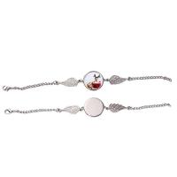 China Personalized Sublimation Angel Wings Bracelet Creative Souvenir Gift Sublimation Metal Charm Bracelets for sale